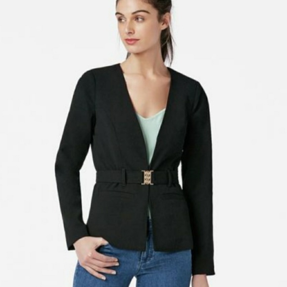 JustFab | Jackets & Coats | New Gold Buckle Belted Staple Blazer Jacket ...